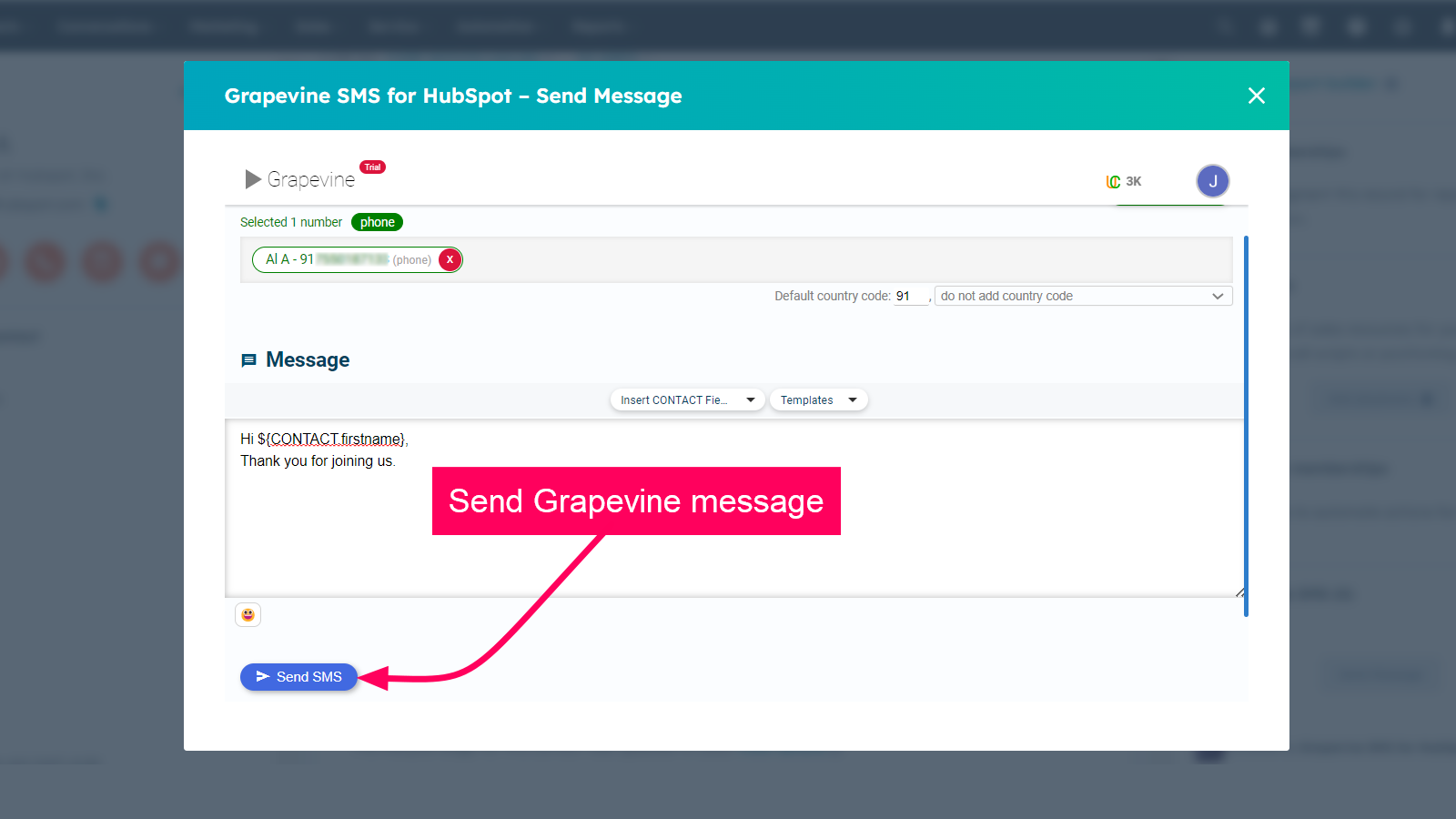 Grapevine SMS for HubSpot HubSpot Integration | Connect Them Today